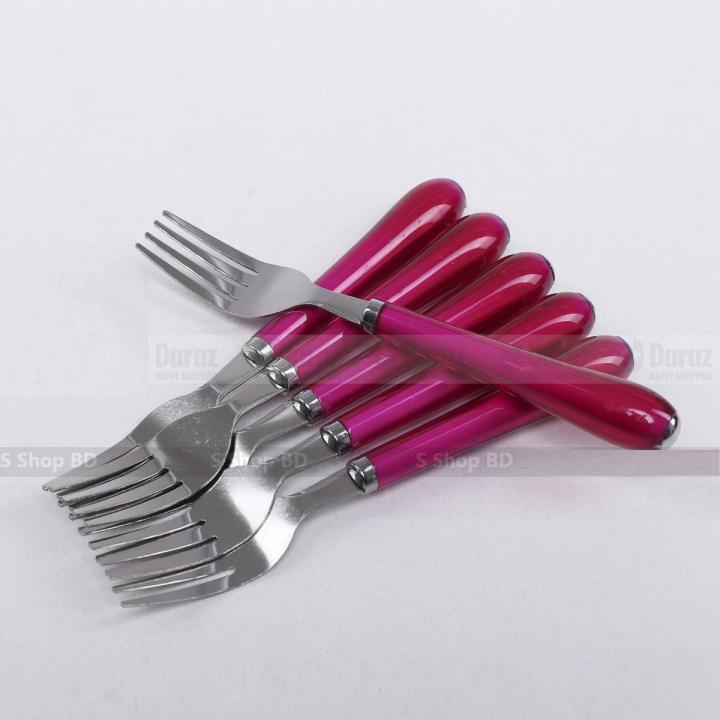6Pcs Stainless Steel Fork Spoon Set For Kitchen & Dining - Multicolor ...