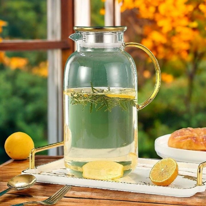 Large Heat-Resistant Glass Pitcher 2.52L - Dishwasher Safe, Lightweight ...