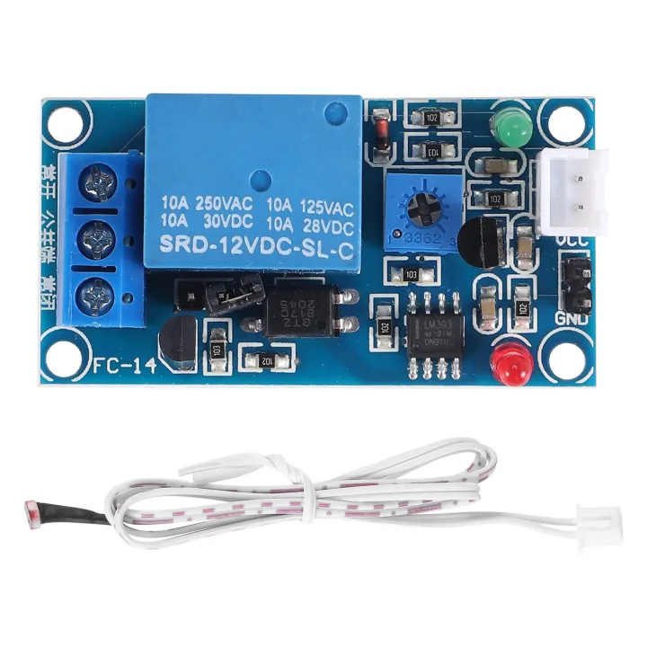 DC 12V Photoelectric Switch Sensor Relay Module 50mmx25mm w 2 Cable ...