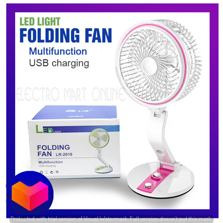 Multifunction Rechargeable Table Cum Wall AC/DC Fan With LED Light. | Daraz.com.bd