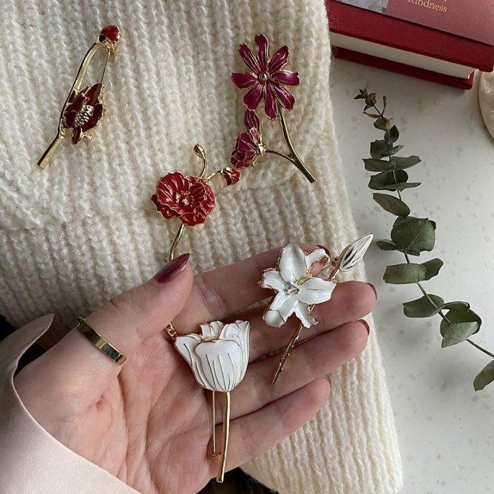 Luxury Lily Tulip Cosmos Brooch Spring Flowers Plants Gentle Women ...