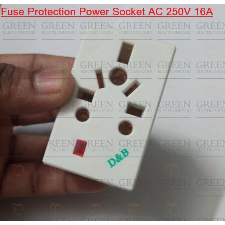 Power Socket AC 250V 16A 2 Pin Power Plug To 3 Way 5 Point Socket ...