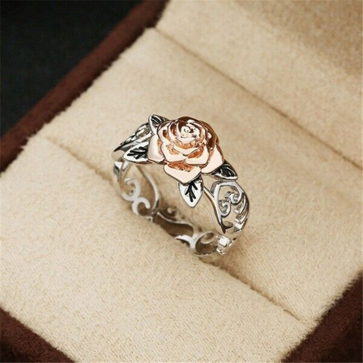 [ New ] Longrui wih Plating 14k Rose Gold Flower Ring Vintage Plated ...