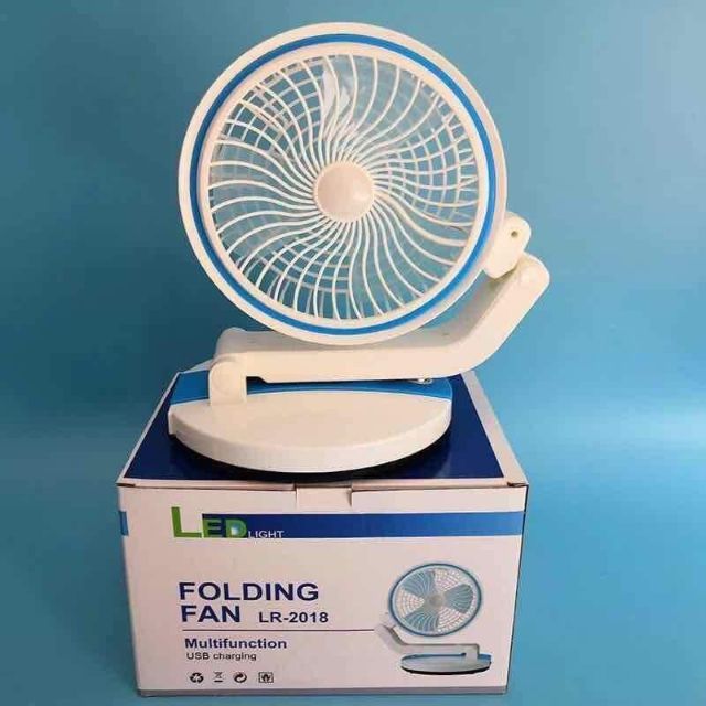 Rechargeable folding table fan with LED lights | Daraz.com.bd