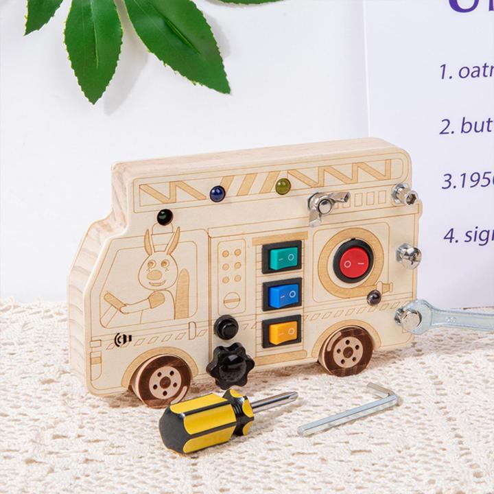 Wooden Fire Engine Busy Board Improve Observation Ability Suitable for ...