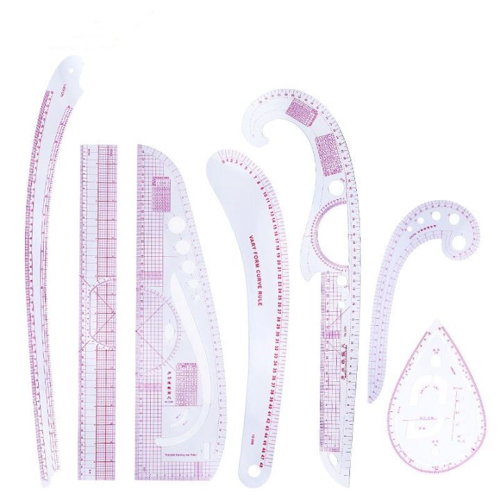 7 PCS Imported Sewing Pattern Ruler Set – French Curve, Hip Curve ...