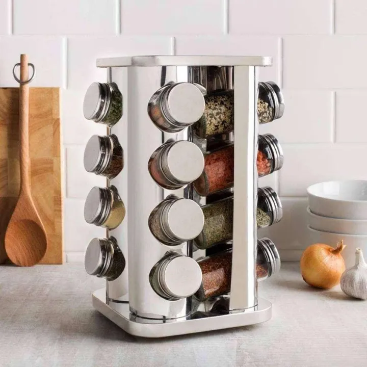 16 Jars Stainless Steel Spice Rack | Daraz.com.bd