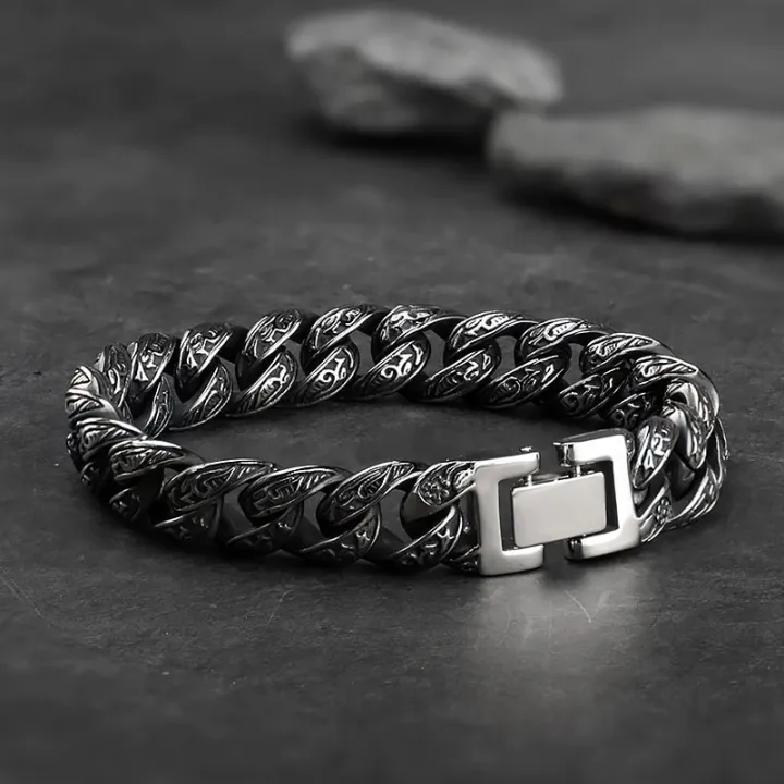 Vintage Men's Personality Bracelet Antique Silver Color Pattern Dark ...