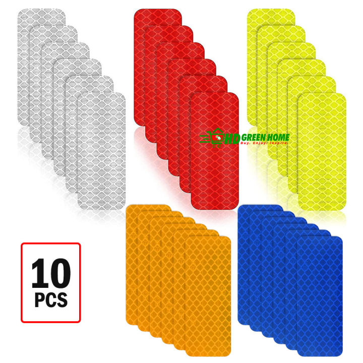 10 pcs x Rectangular Reflective Sticker Car Bumper Safety Reflective ...