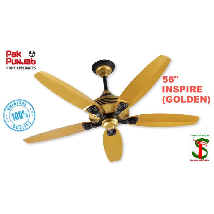 Pak Punjab 56" Ceiling Fan INSPIRE (GOLD) 5 Blades Made in Pakistan | Daraz.com.bd