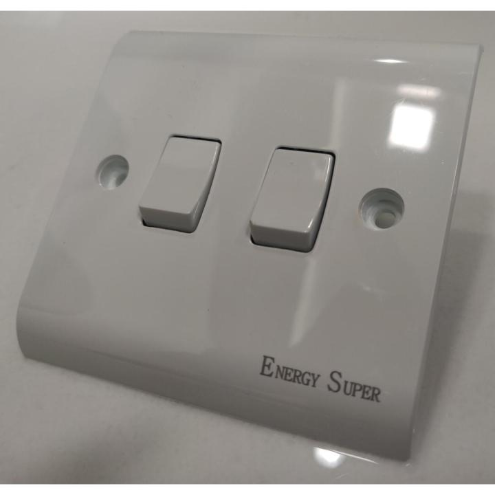 Energy Super White 10A Two Gang 2 Electrical Wall Switch Socket | Daraz ...