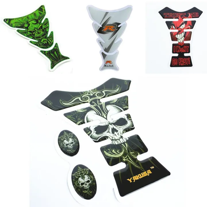 Model 1 Black 19cm Funny Cool 3D Decal Gas Oil Fuel Tank Pad Protector Skull Racing Car Sticker ...