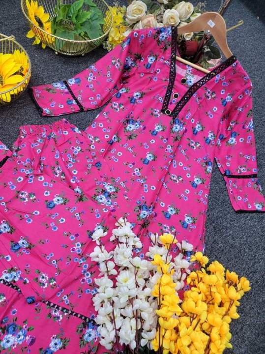 New Linen Screenprint Les Work 2 Piece For Stylish Women/Girls | Daraz ...