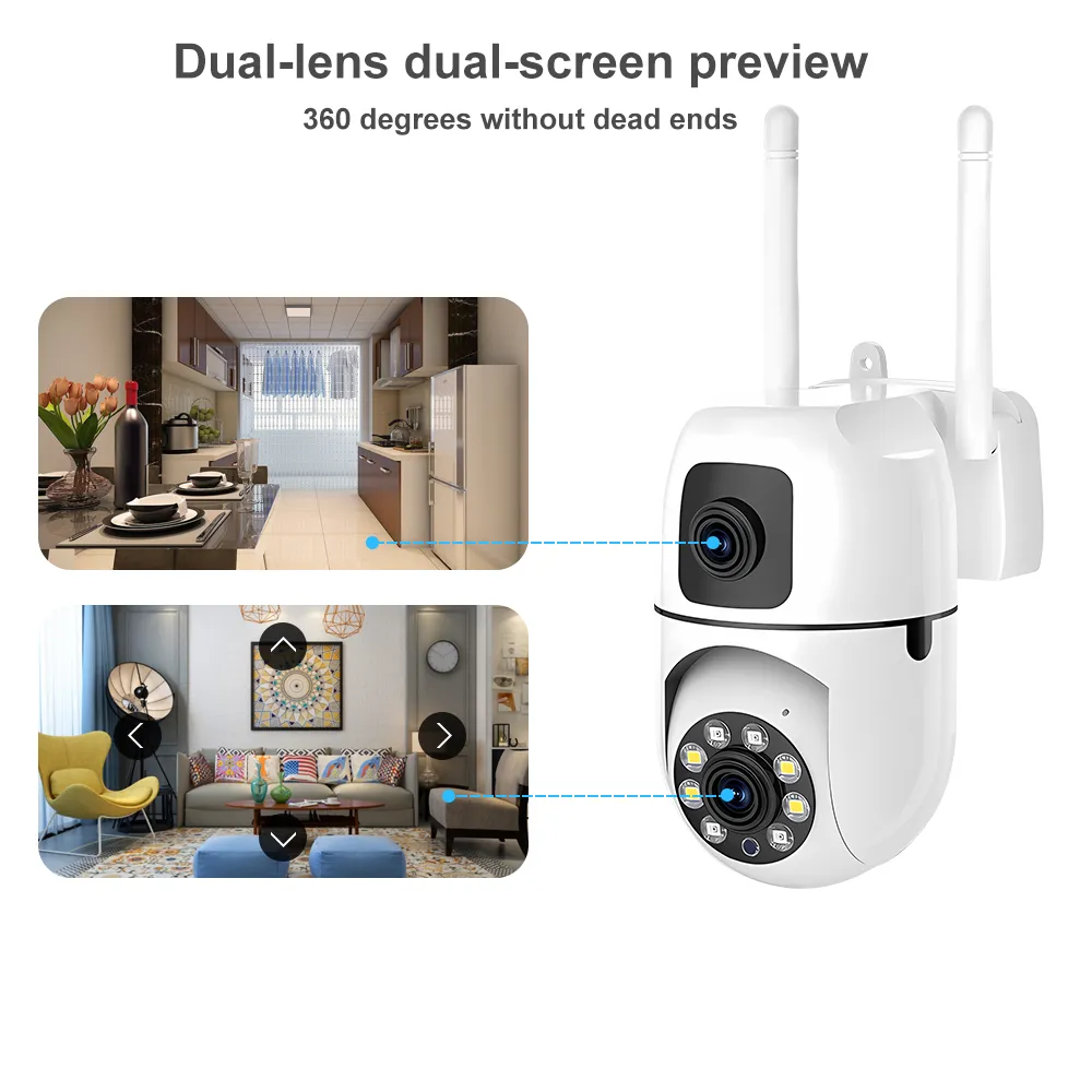 New V380 Mini Indoor PTZ Dual Lens Camera 4MP HD Smart Home WiFi ...