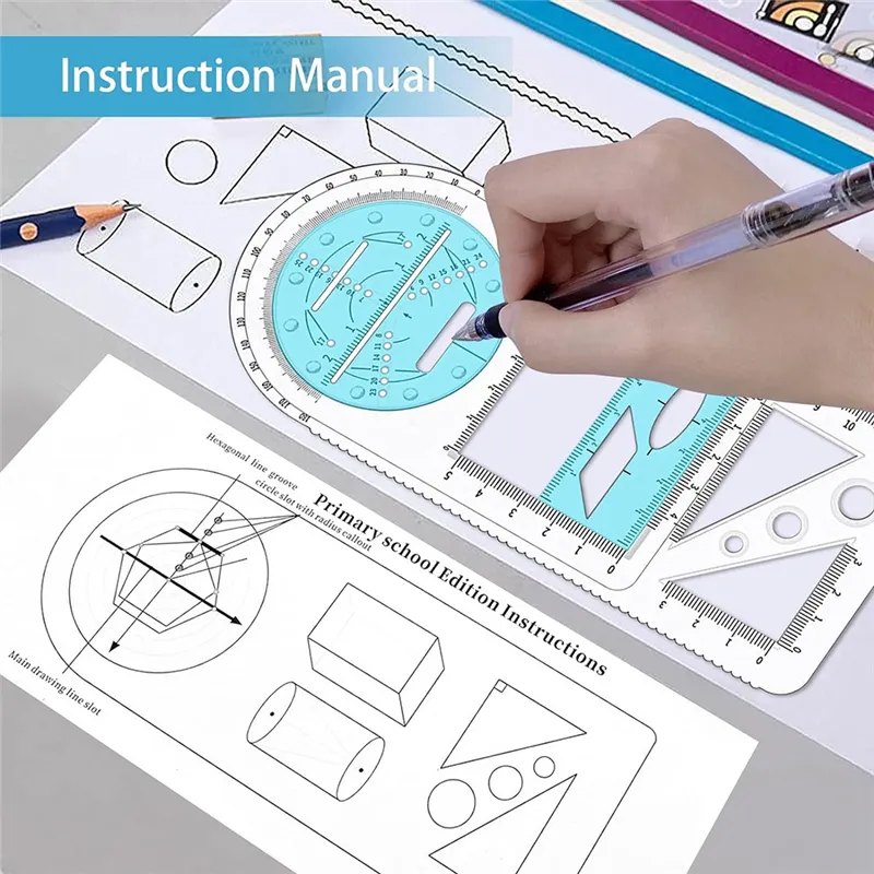 Multifunctional Geometric Ruler, Geometric Drawing Template, Measuring ...