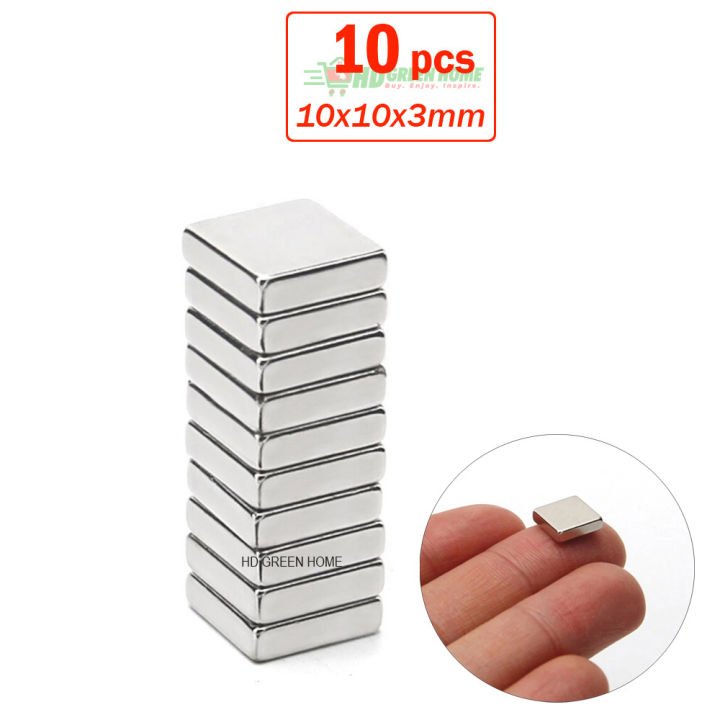 10 pcs x Square (10x10x3mm) Neodymium Magnet Powerful Block Bar N35 ...