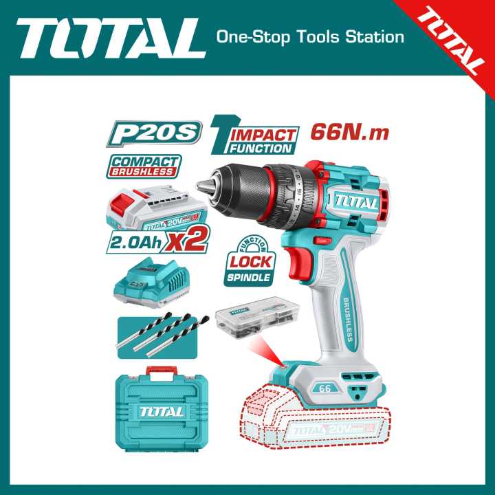 TOTAL Compact Brushless Cordless Impact Drill TIDLI20668 | Daraz.com.bd