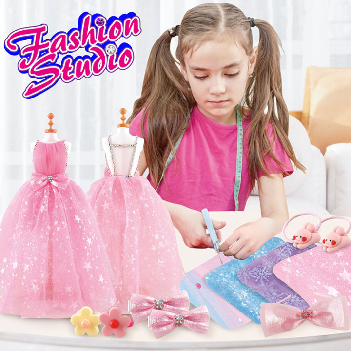 Girls DIY Craft Kits Kids Fashion Designer Sets Princess Dress Costume ...