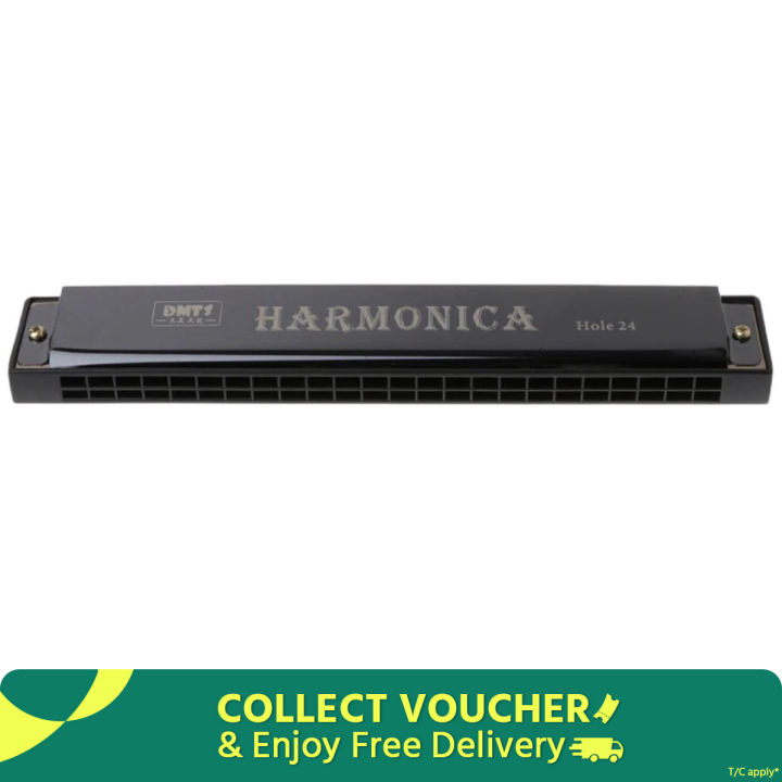 24 Hole Key Of C Play Harmonica with White Cover/ Case Tremolo ...