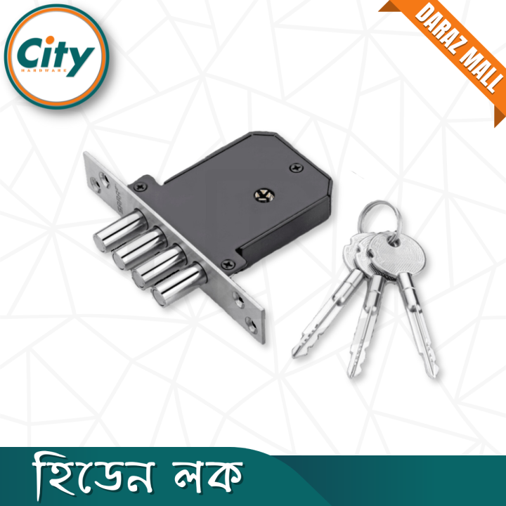 Mini Dead Lock With Four Bolts Hidden Type Key Lock Extra Security Lock ...