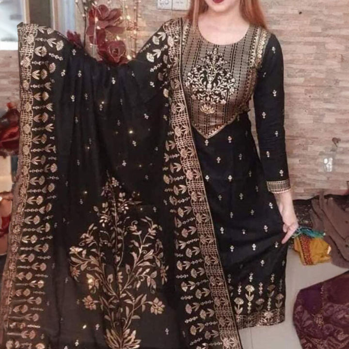 Eid Collection Black Color Joypuri Cotton Unstitched Afsan Print Three ...