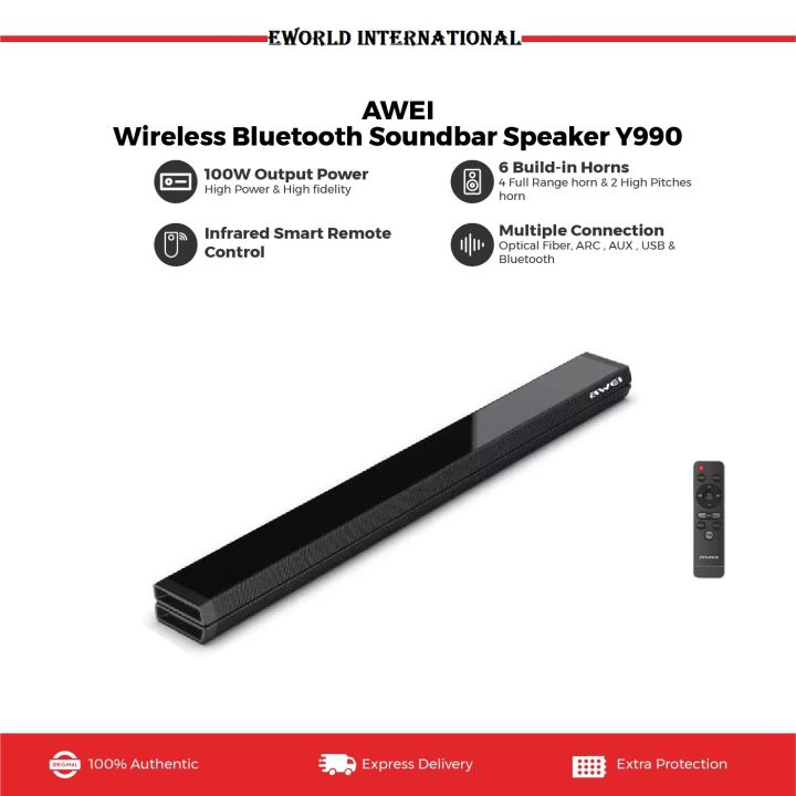 Awei Y990 Wireless Bluetooth Soundbar Heavy Bass 8D Pure Natural Sound ...