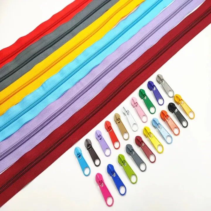 1/2/3/5/10 Meters 5# Long Nylon Zippers Rolls with 2/4/6/10 /20 Pieces ...