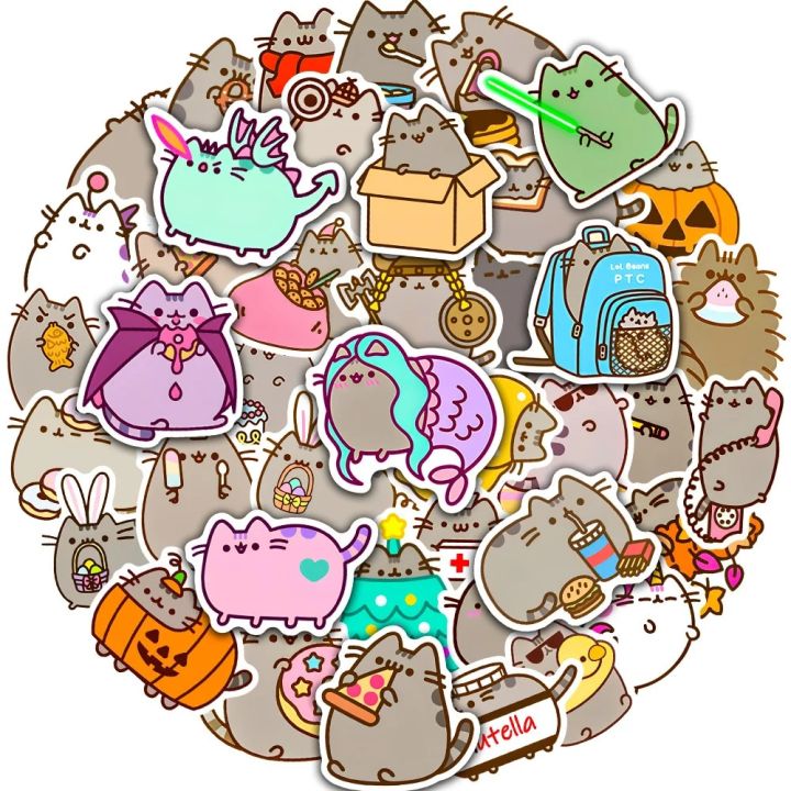 100PCS Kawaii Cute Chunky Cat Stickers Pack Scrapbook Decal Stationery ...