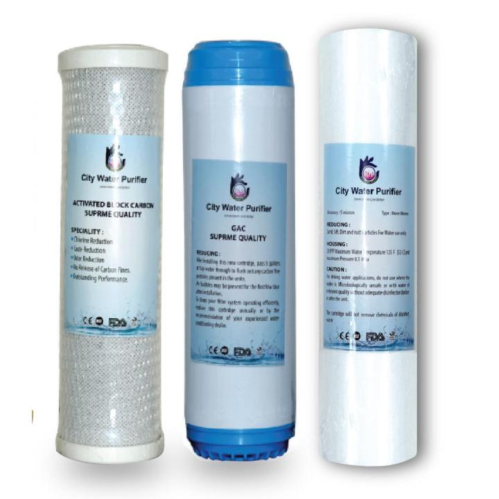 Essential 3-Piece RO Water Filter Cartridge Set - Sediment Filter PP CTO Net Carbon and 10" UDF ...