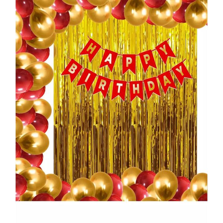 Birthday decoration set-red card banner with golden background package ...