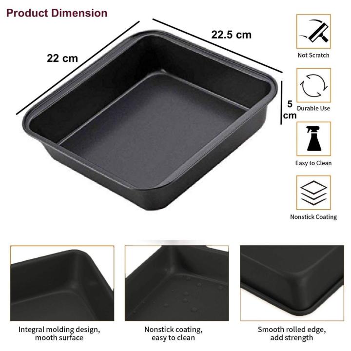Square Non-Stick Baking Tray For Cake, Brownie, Loaf, Pizza, Puddings ...