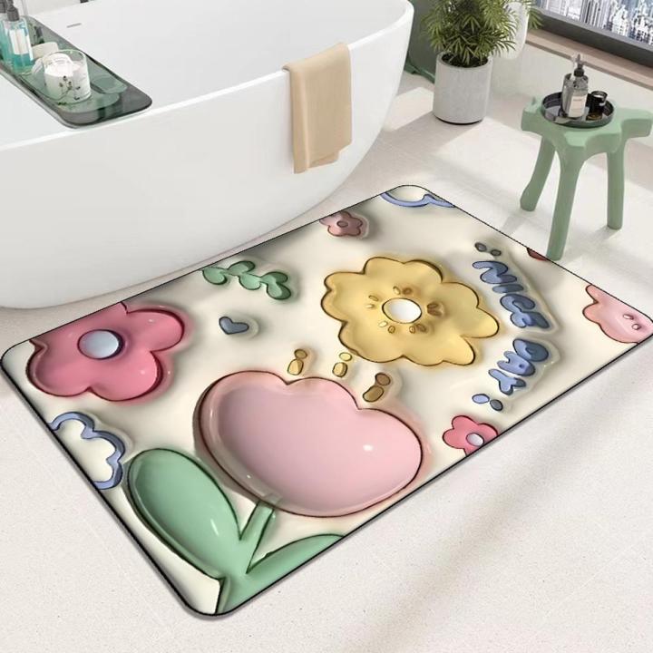 Cartoon three-dimensional cute household footmat quick-drying bathroom ...