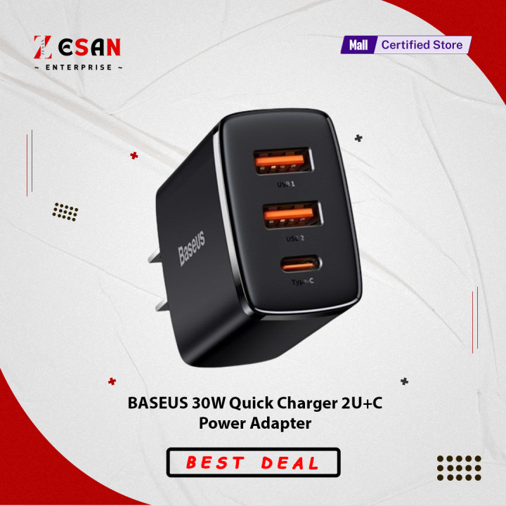 Baseus 30W USB C Quick Charger Support Type C PD Fast Charging Dual USB ...