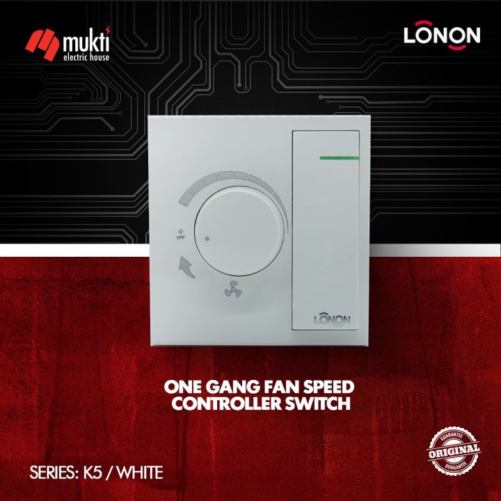 LONON K5 Series Fan Regulator Dimmer with Switch White Speed Control ...