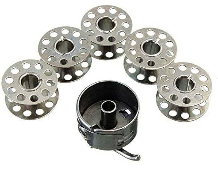 Sewing Machine Bobbin Case and 10 Bobbins tools | Daraz.com.bd