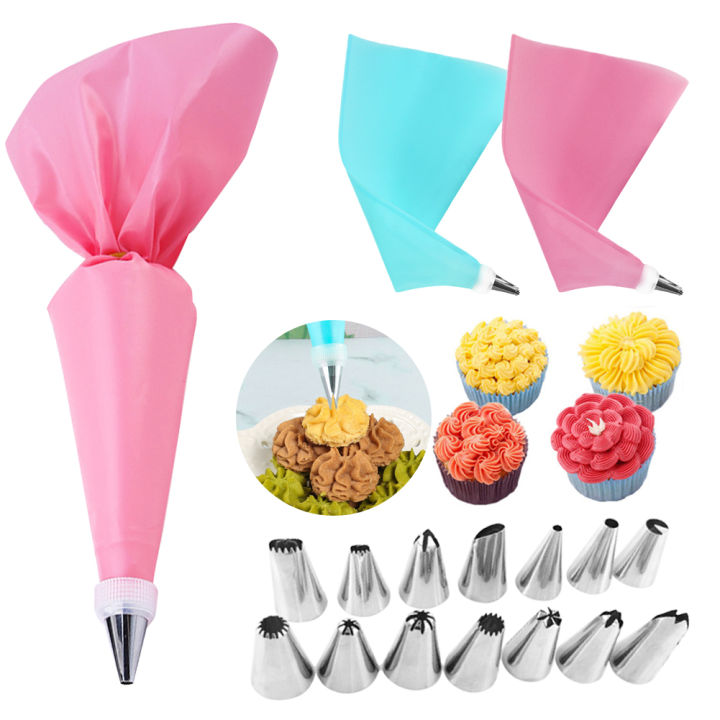 16/26Pcs Silicone Pastry Bag Tips Kitchen DIY Cake Icing Piping Cream ...