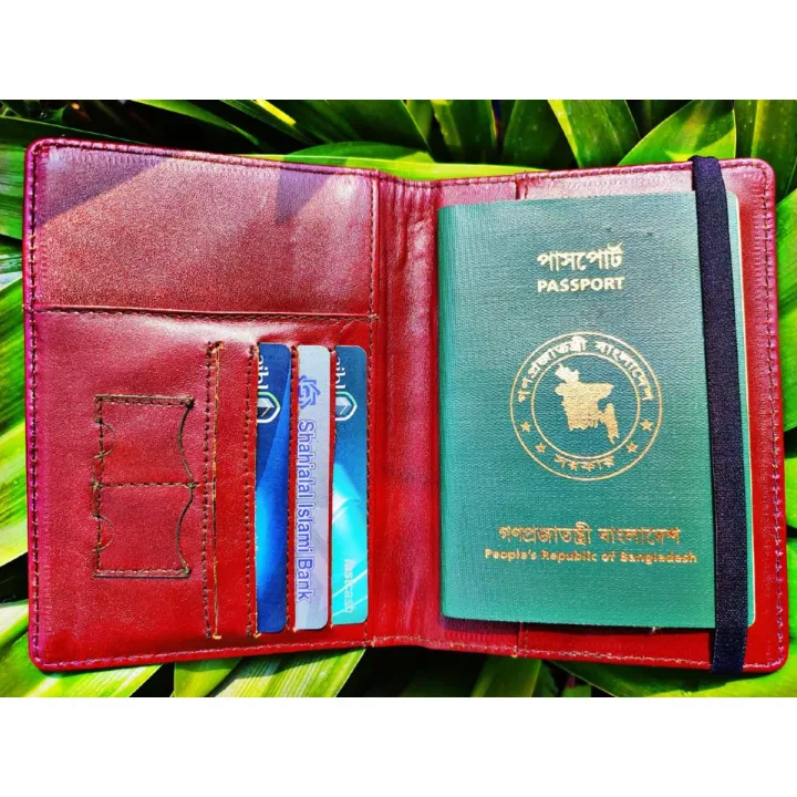 Leather passport cover and card holder ( Red ) | Daraz.com.bd