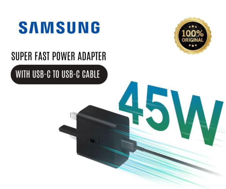 Samsung 45W PD Adapter (3 Pin) with USB-C to USB-C Cable | Daraz.com.bd