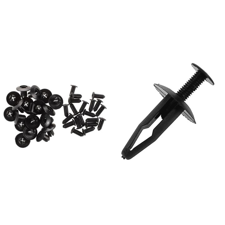 45 Pcs Push in Expanding Screw Panel Clips Plastic Rivet Black 8Mm Hole ...