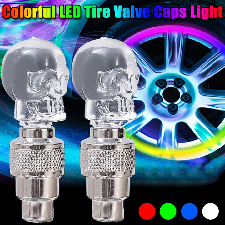 2/4pcs New Skull Shape Luminous Tire Valve Caps for Car Motorcycle ...
