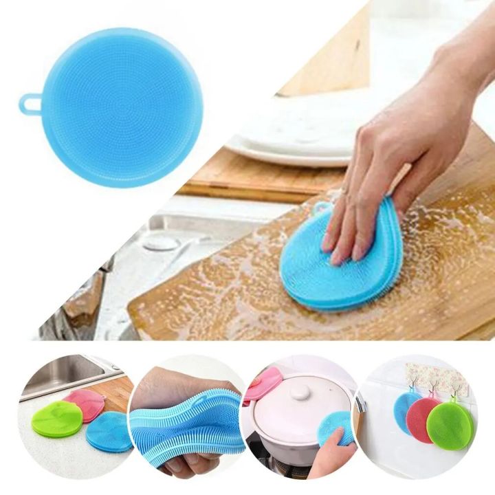 Silicone Sponge Dish Brush Food Grade Reusable Rubber Sponges | Daraz ...