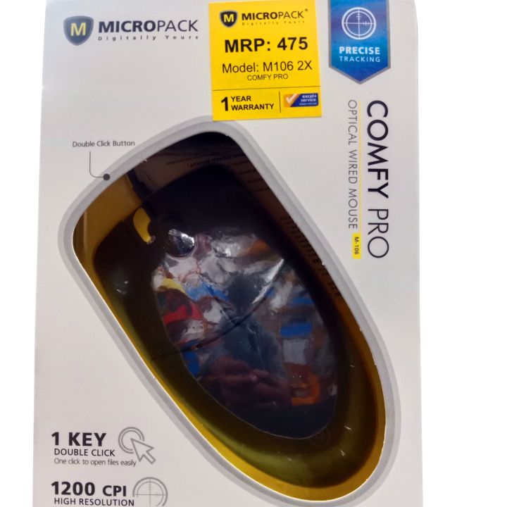 MicroPack M106 2X COMFY PRO Click USB Mouse - Black | Daraz.com.bd