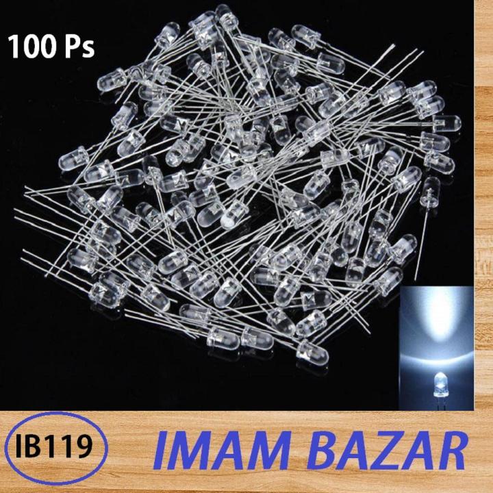 100Ps 5mm White LED Diode Lights - [Ultra Bright] Clear Transparent DC ...