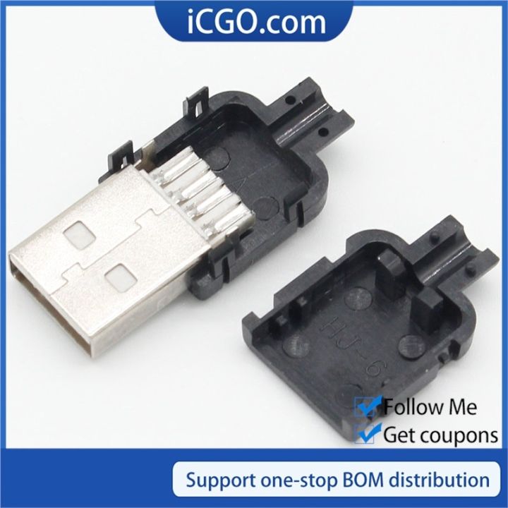 10 Sets DIY USB 2.0 Connector Plug A Type Male 4 Pin Assembly Adapter ...