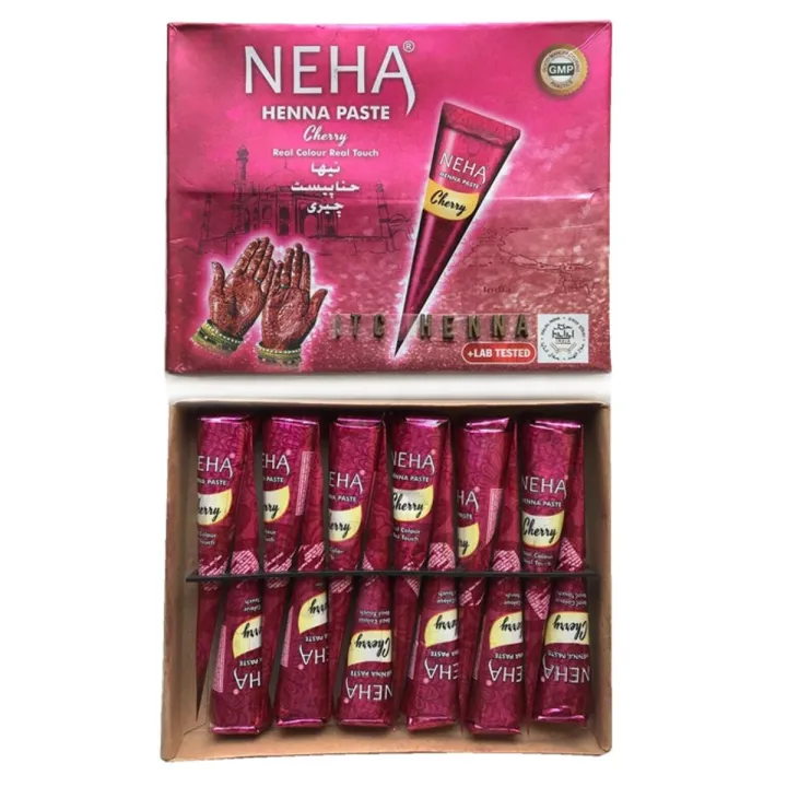 12 pieces Neha Red Henna Mehedi (25 grams) - 12 Piece cones or 1 dozen ...