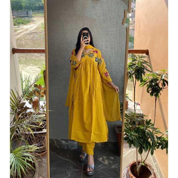 Fine Cotton Three Piece For Women Exclusive Collection Stitched ...