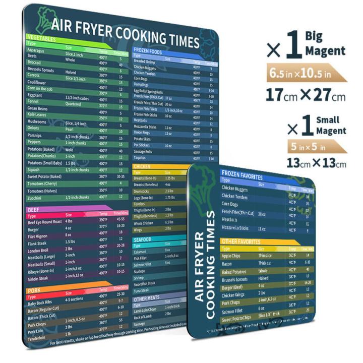 Magnetic sticker pressure cooker air fryer cooking schedule ...