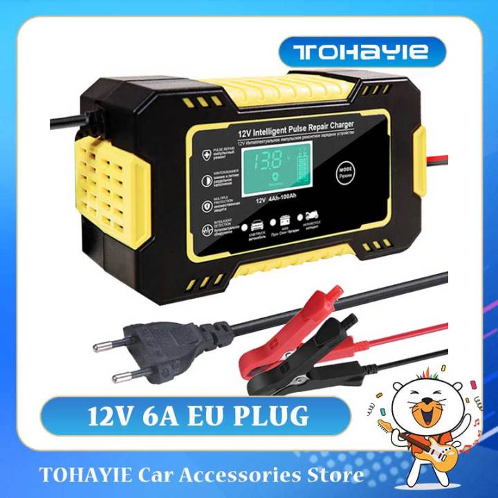TOHAYIE LCD Digital Display Le-ad A-cid Batteries Vehicle Car Pulse ...