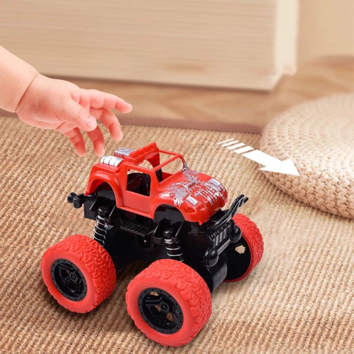 Red Mini Monster Truck Pull Back Cars Toys, Manual 360 Degree Stunt ...