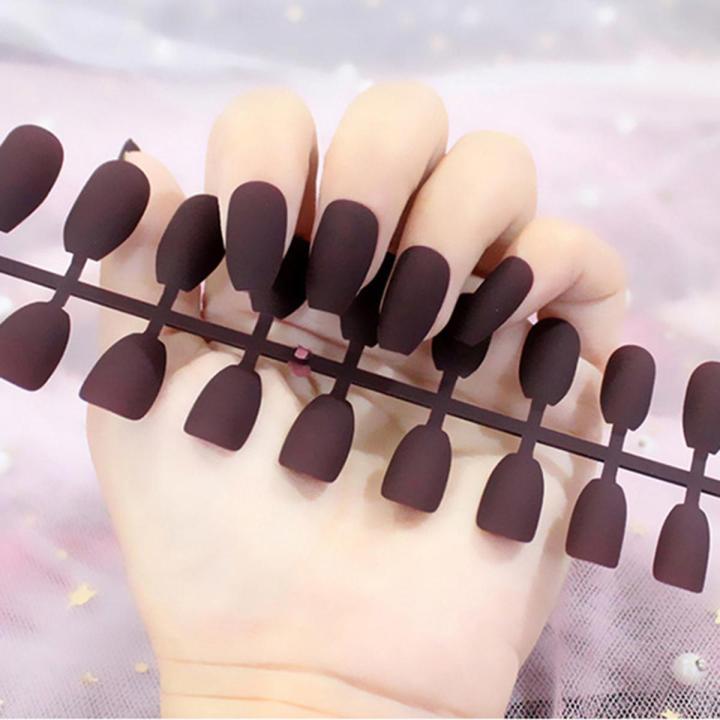 Ballet Matte Fake nail 24 tips Strip - Deep coffee | Daraz.com.bd